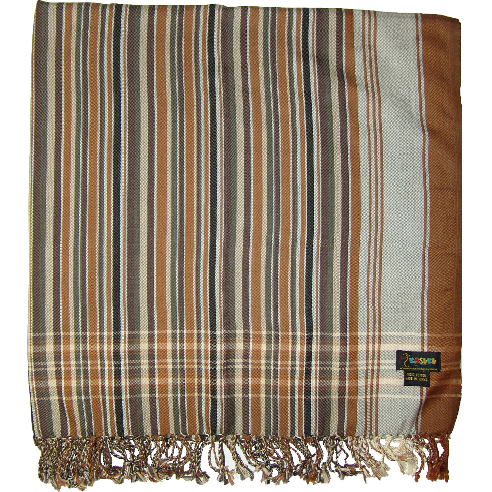 Kikoy made in Kenya swara safari olive multi striped - KEFAT Certified ...