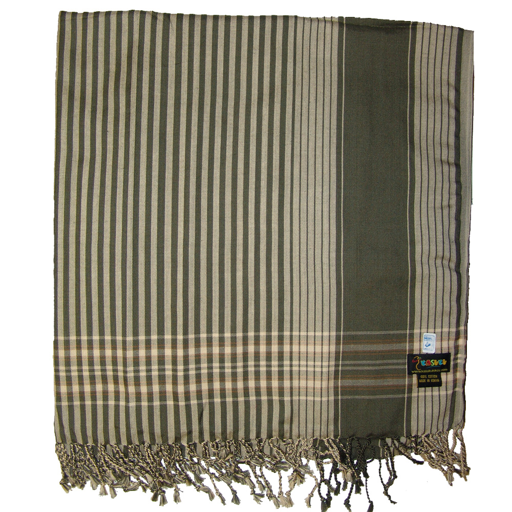 Kikoy made in Kenya punda milia olive stone striped - KEFAT Certified ...
